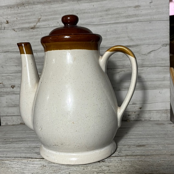 Dining | 196s Vintage Beige Brown Stoneware Coffee Pot | Poshmark